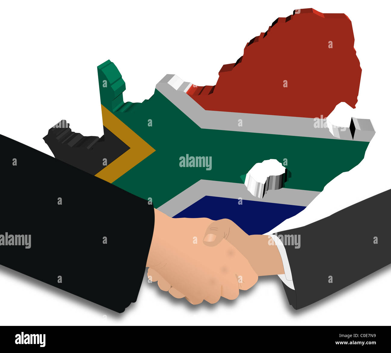 people shaking hands with South Africa map flag illustration Stock ...