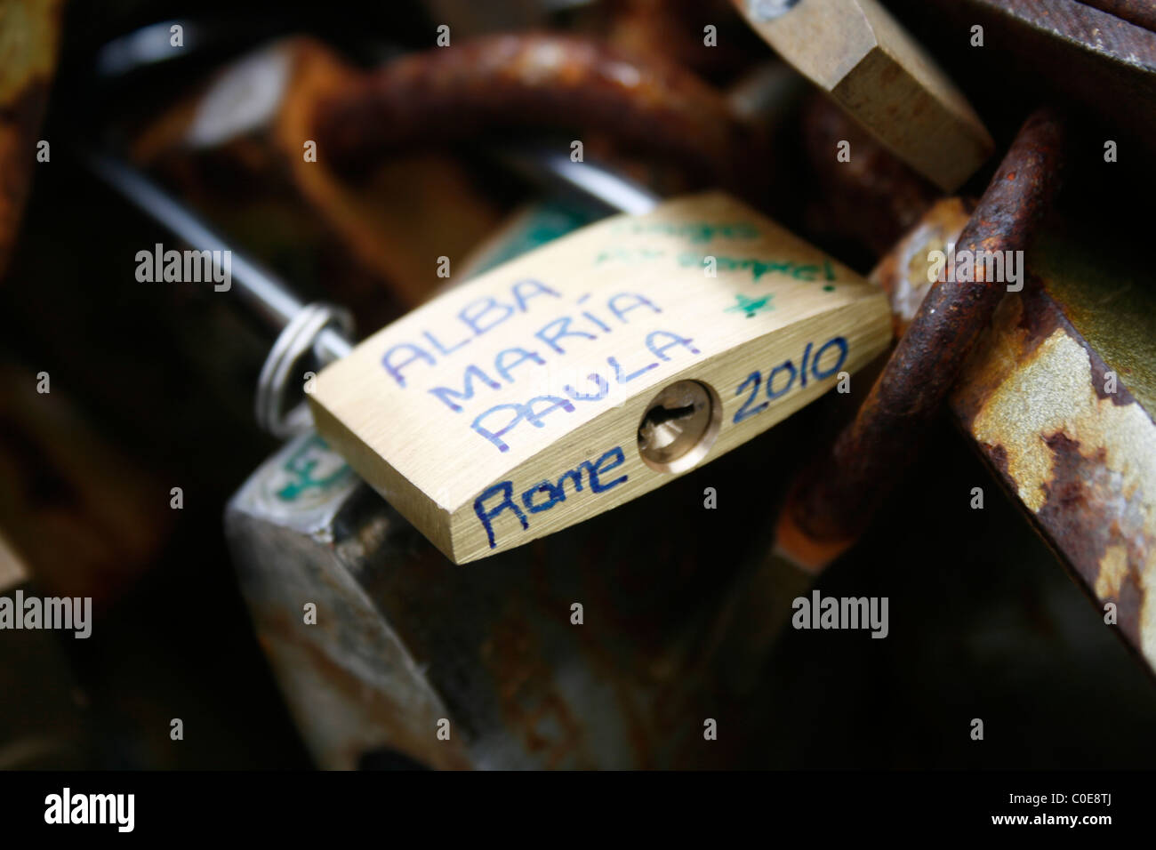 Young couple love lock bridge hi-res stock photography and images - Alamy