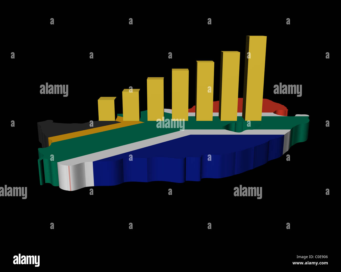 graph on South Africa map flag illustration Stock Photo - Alamy