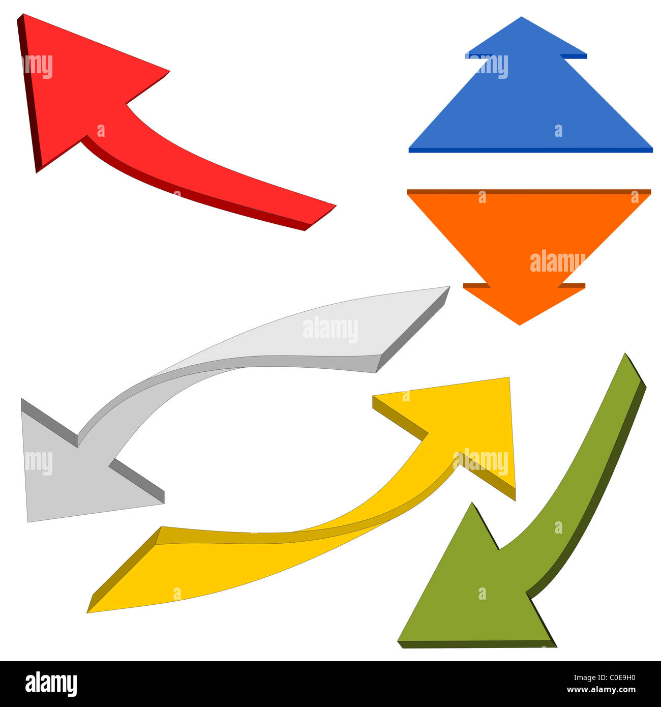 Arrows in 3D on a white background Stock Photo - Alamy