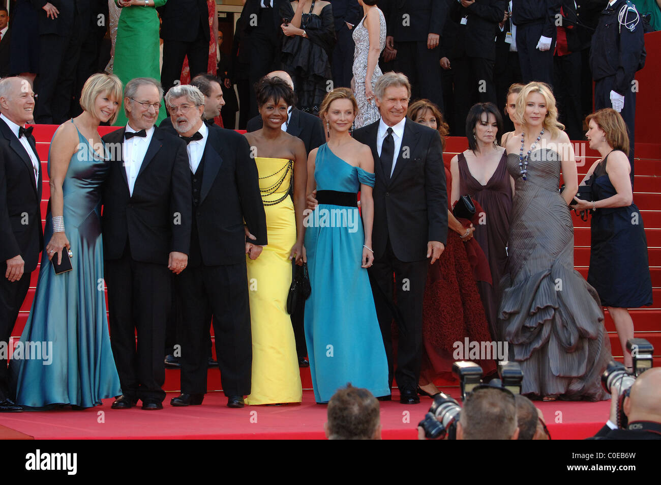 Steven Spielberg, George Lucas, Calista Flockhart, Harrison Ford and ...