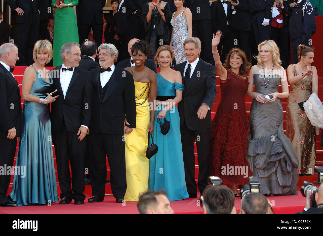 Steven Spielberg, George Lucas, Calista Flockhart, Harrison Ford and ...