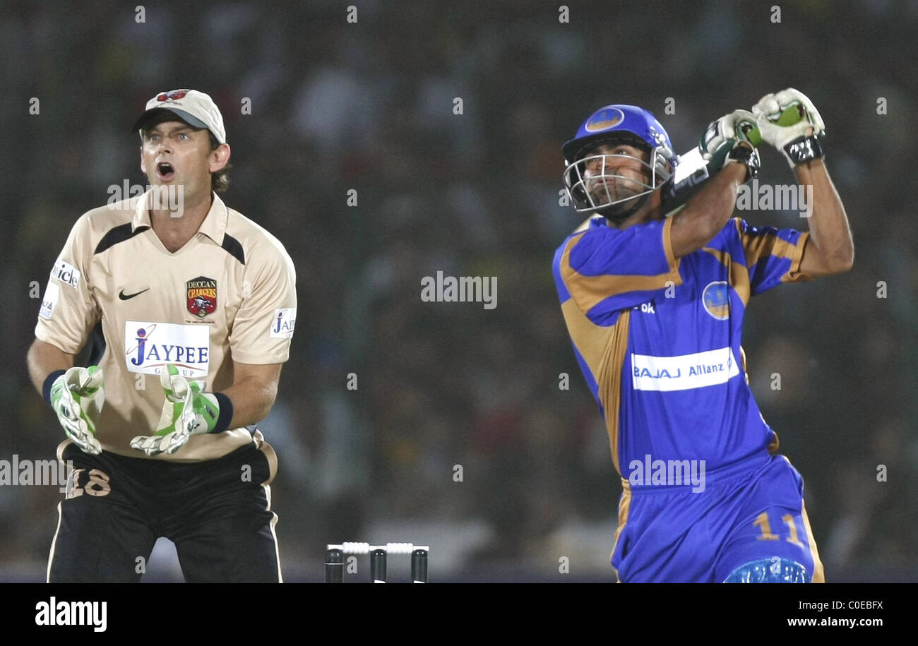 Mohammad Kaif Rajasthan Royals plays a shot during the match against ...