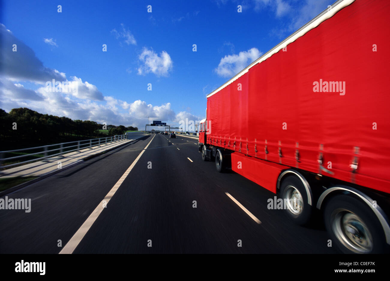 articulated lorry overtaking vehicle on the a1 m1 motorway near leeds ...