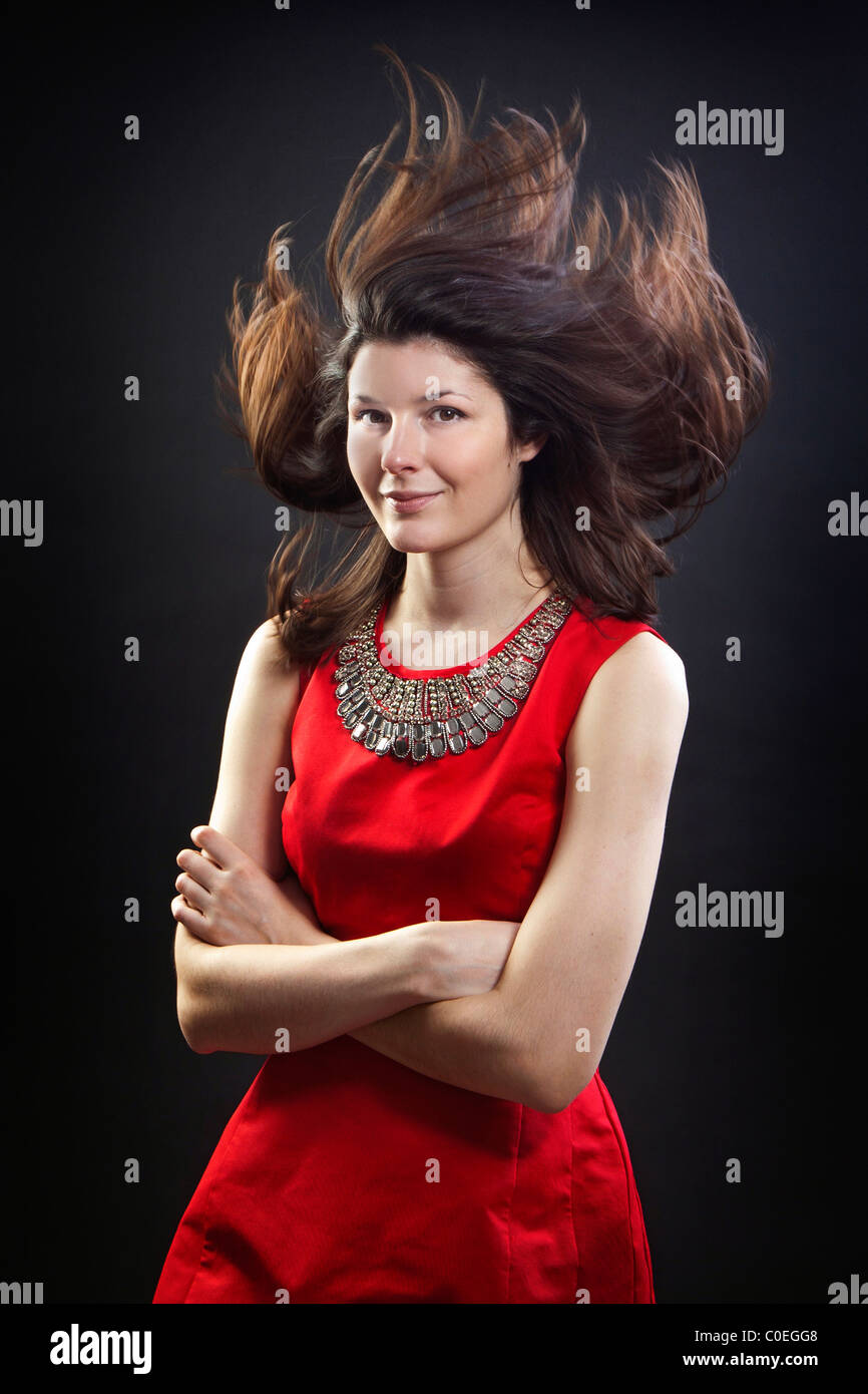 A studio portrait of a young woman Stock Photo - Alamy