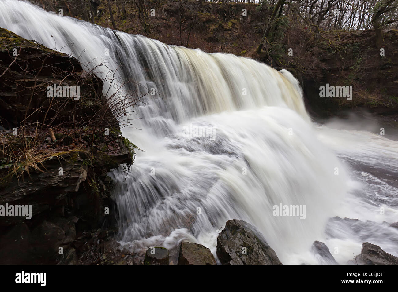 Sgwd Clun-Gwyn waterfall on the Afon Mellte river Powys Wales UK Stock ...