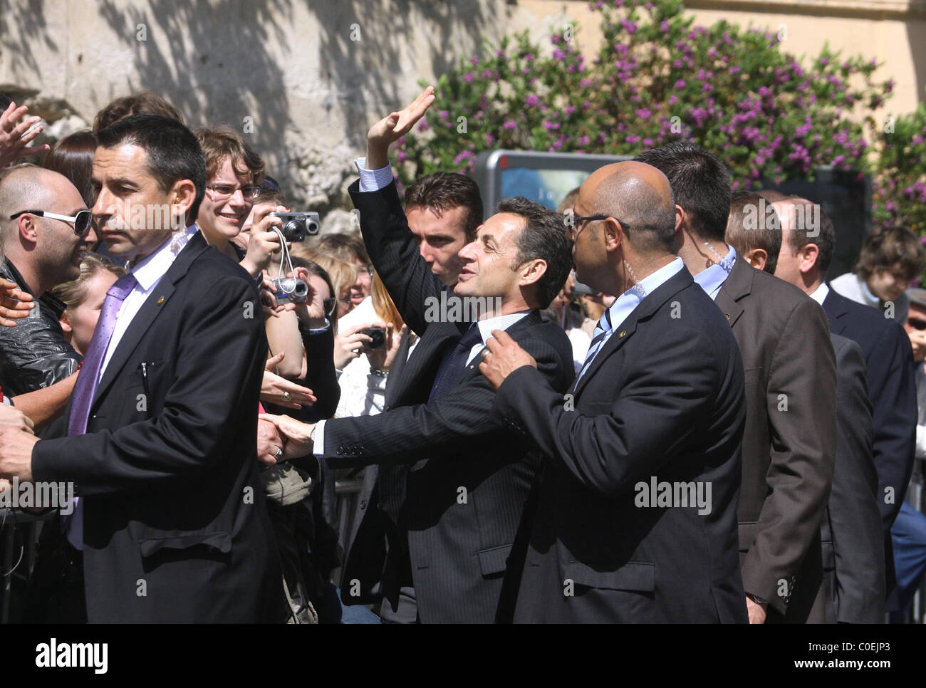 French President Nicolas Sarkozy on his first official visit to Monaco ...
