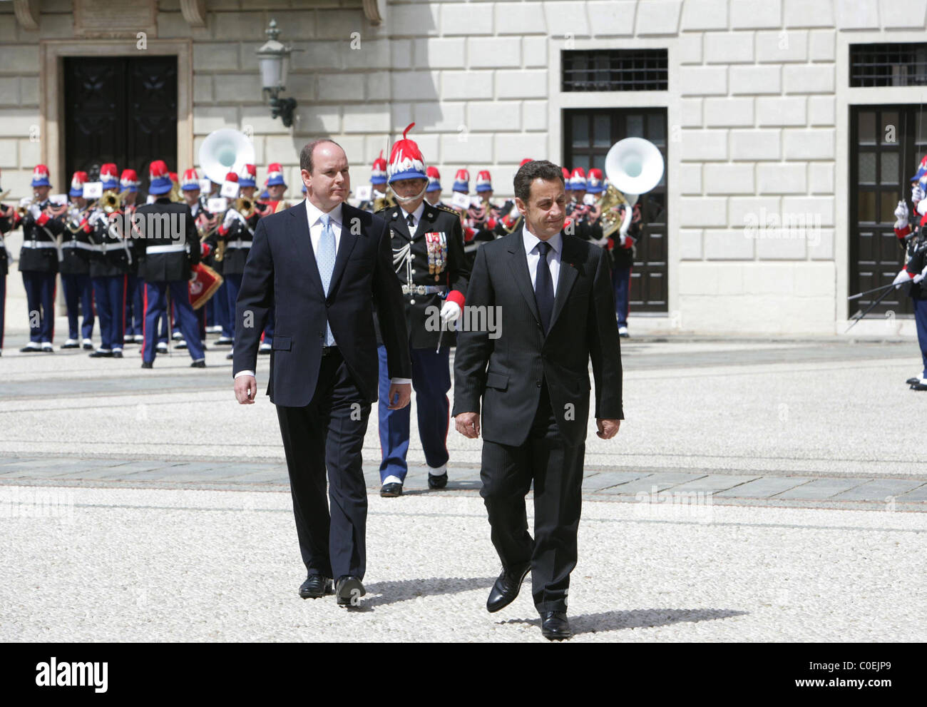 French President Nicolas Sarkozy meets Prince Albert on his first ...