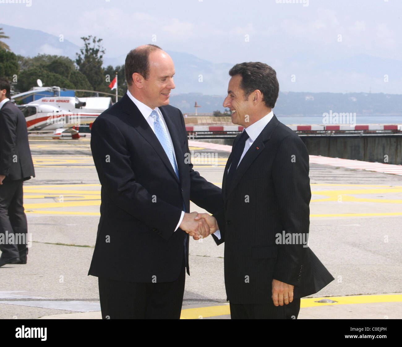 French President Nicolas Sarkozy meets Prince Albert on his first ...