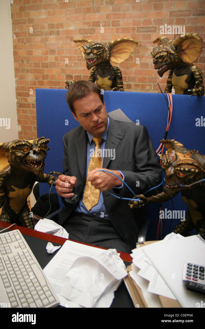 Peter Jones poses with 80's Hollywood film stars The Gremlins at the ...