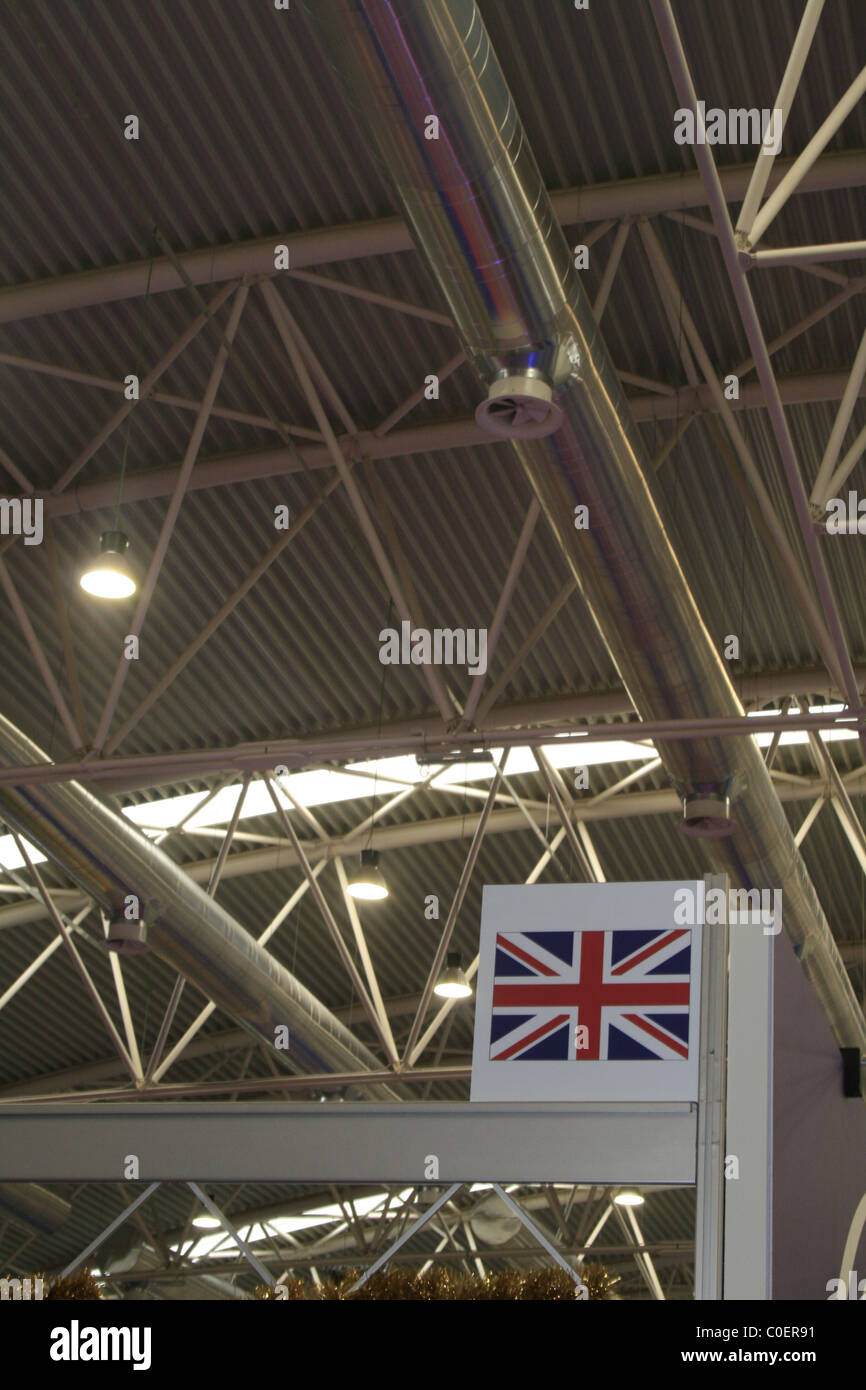 union jack on stand inside conference exhibition centre Stock Photo - Alamy