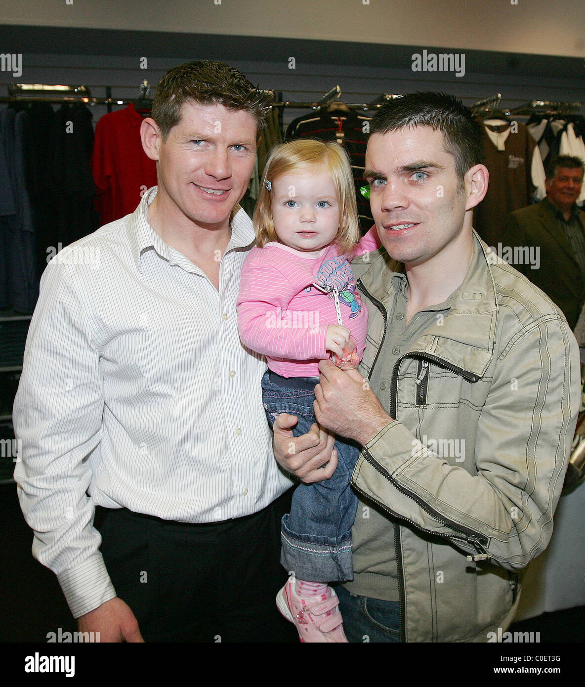 Jim Rock and Bernard Dunne attend the opening of Keith Duffy's father's ...