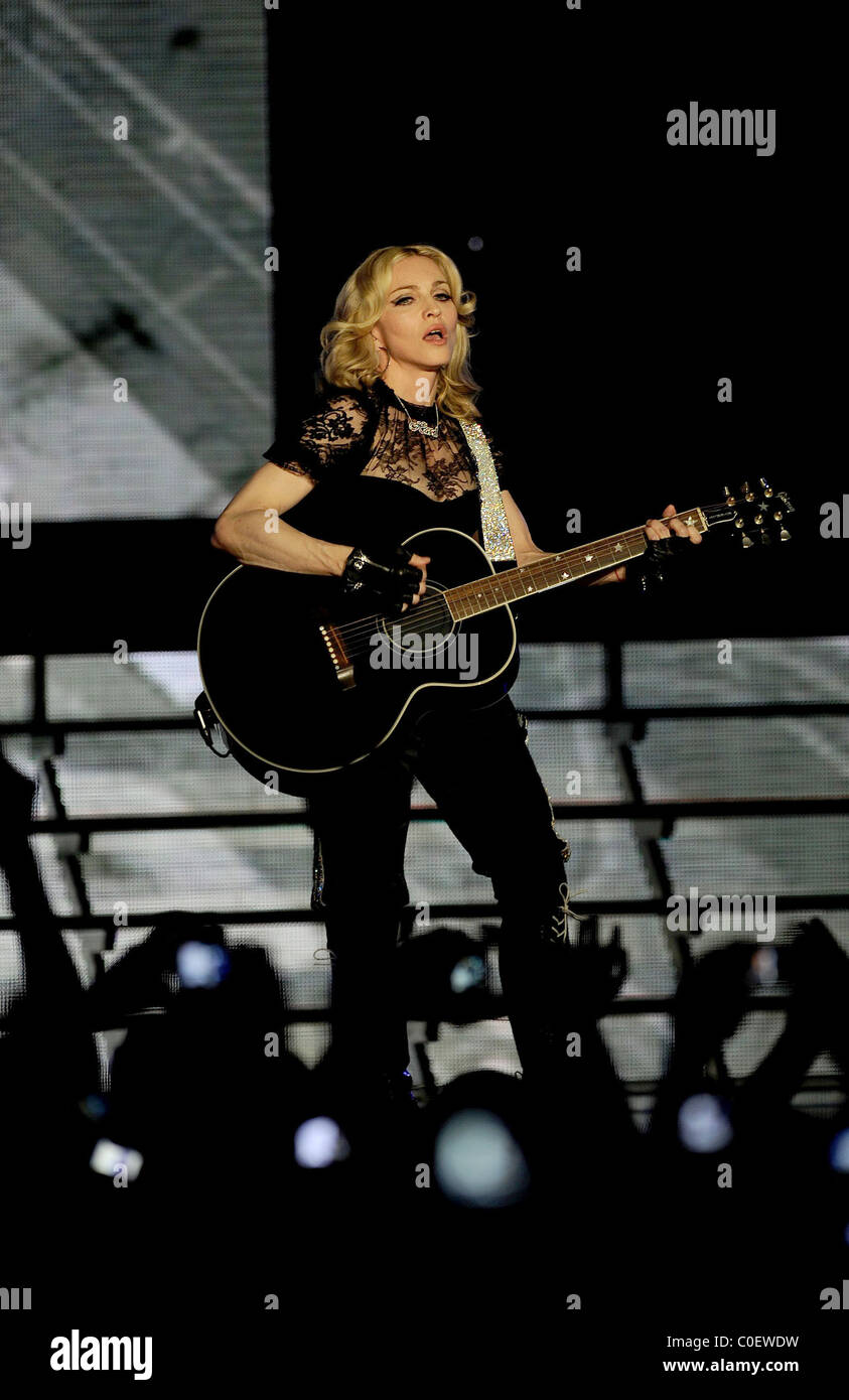 Madonna performing at a thank you show for fans to celebrate the ...