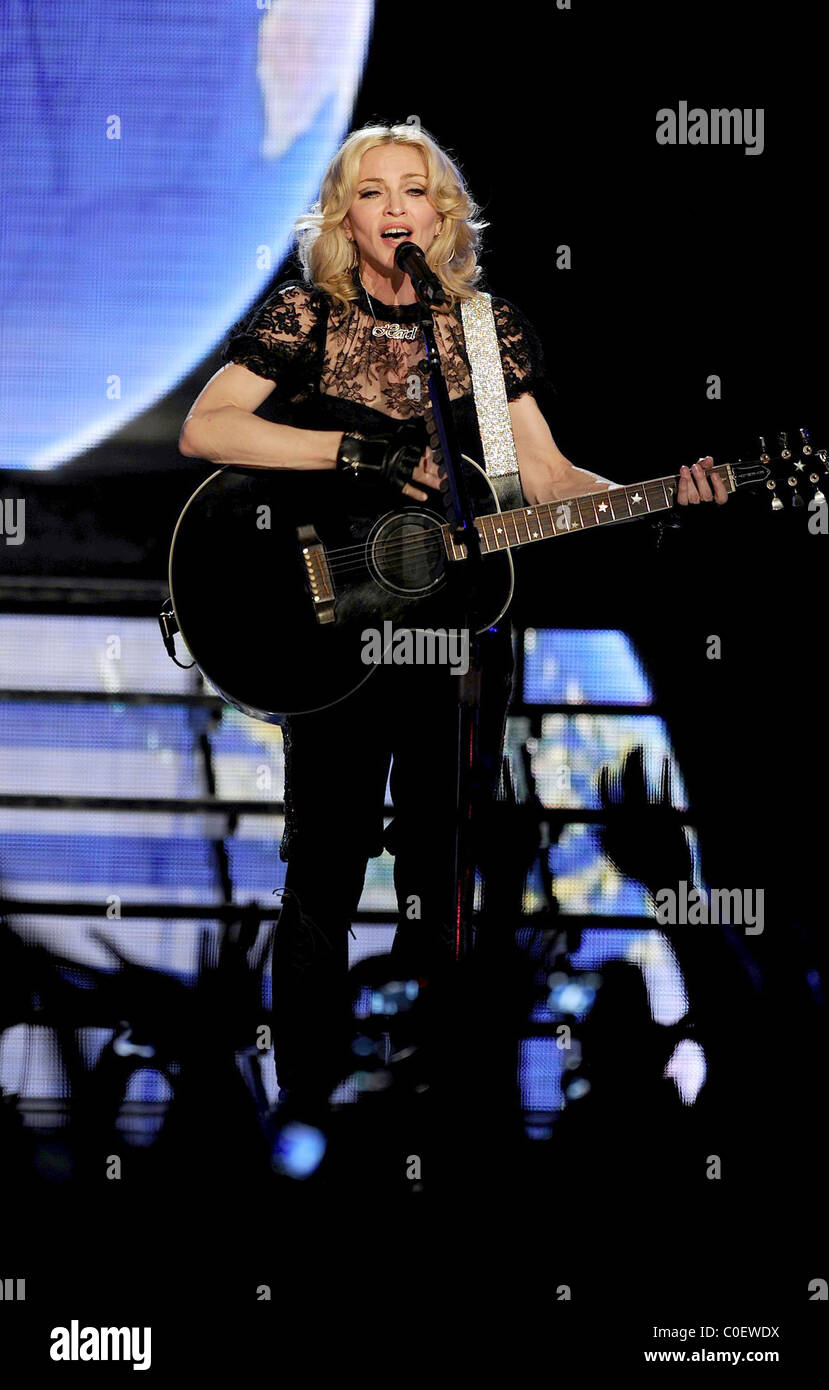 Madonna performing at a thank you show for fans to celebrate the ...