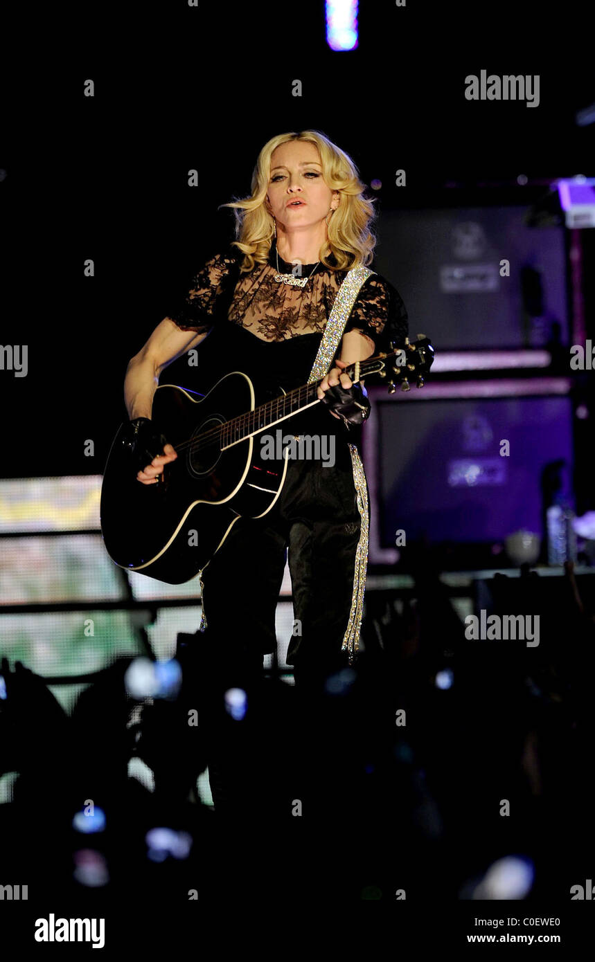 Madonna performing at a thank you show for fans to celebrate the ...