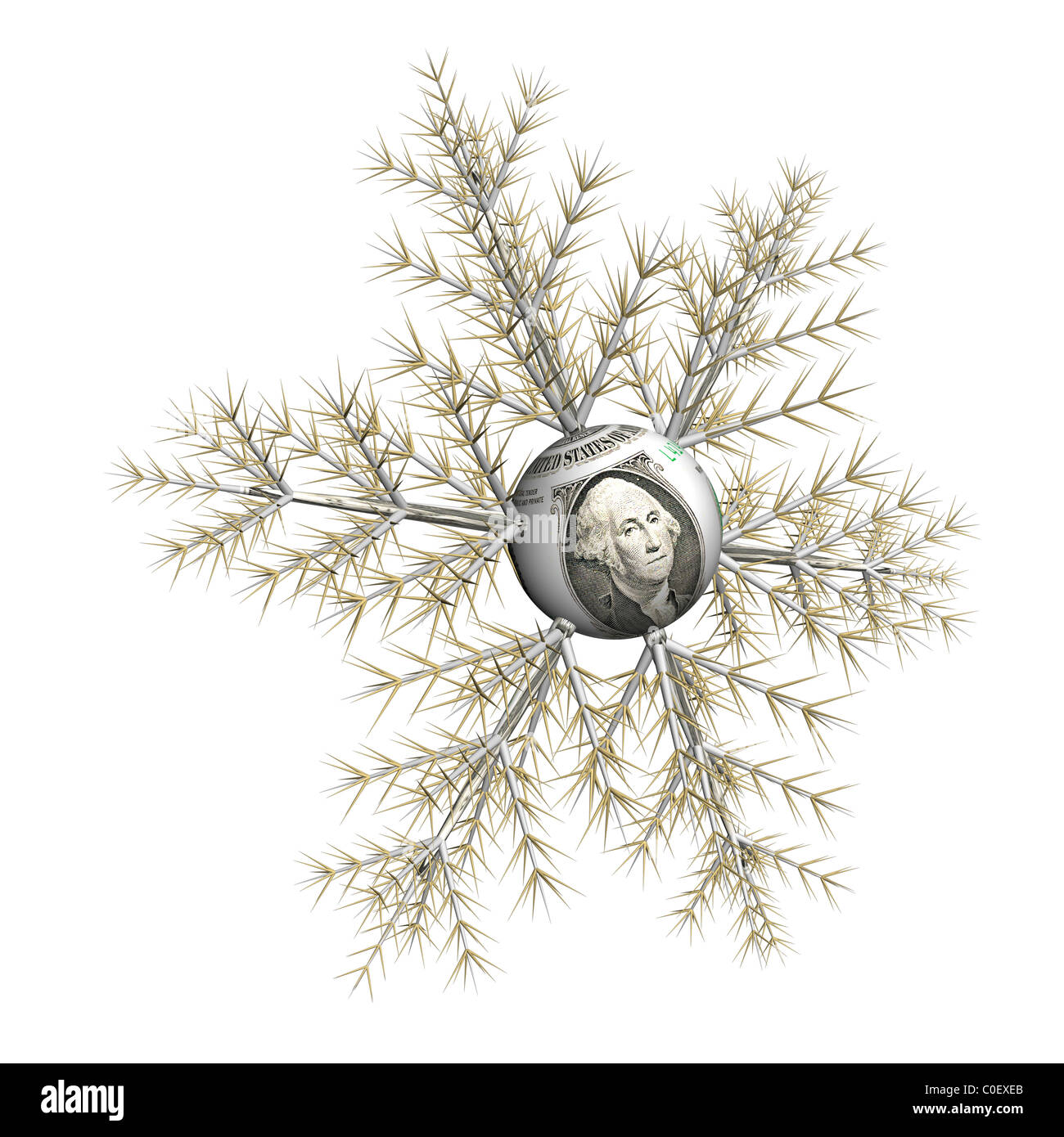 Dollar snowflake on a white background, it is isolated, 3d Stock Photo ...