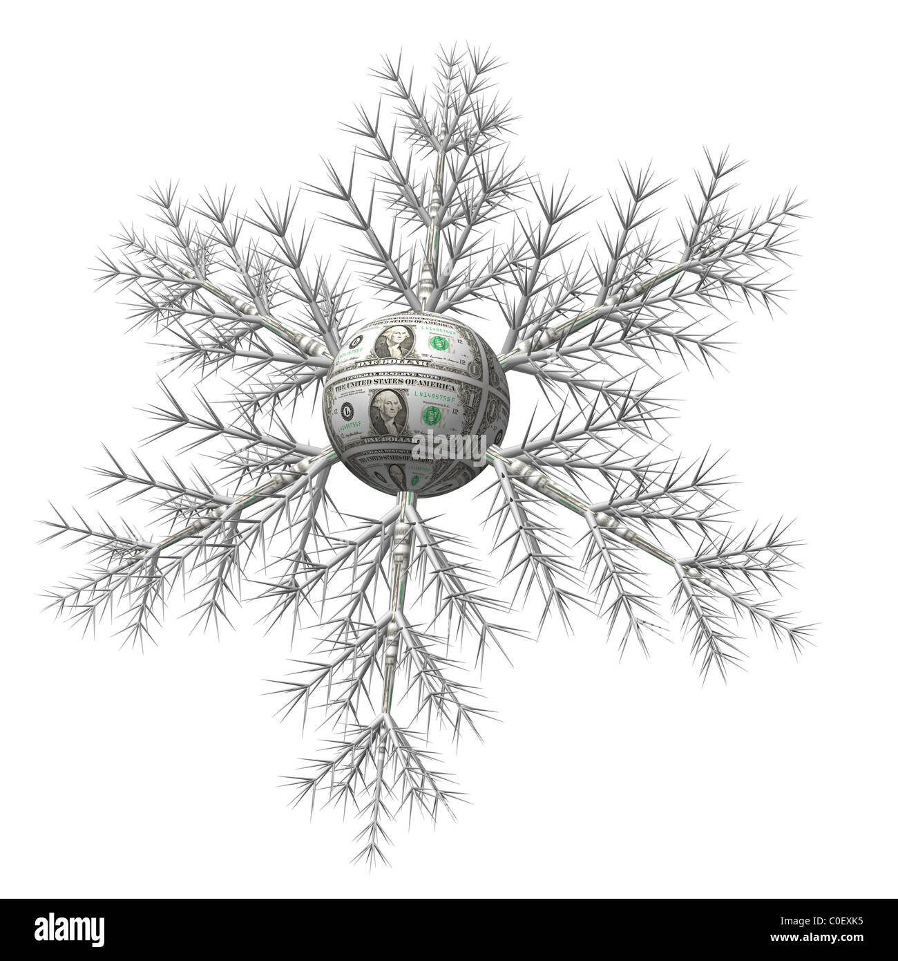 Dollar snowflake on a white background, it is isolated, 3d Stock Photo ...