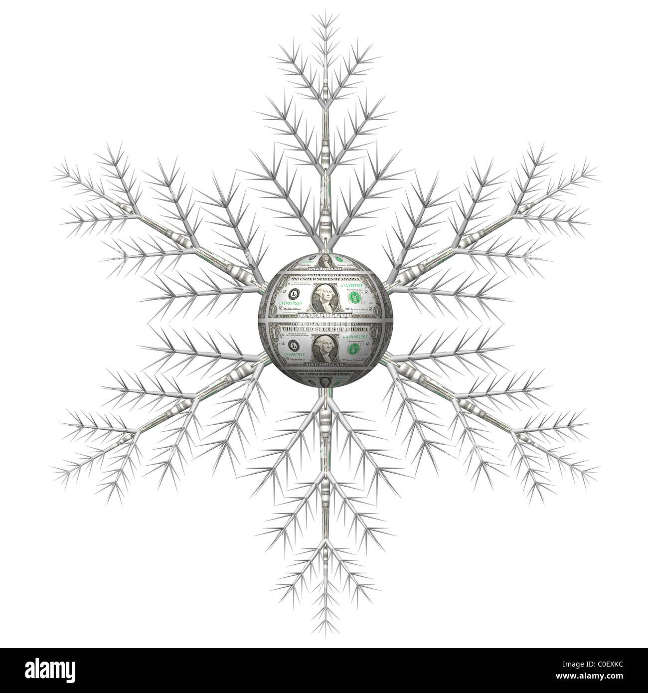 Dollar snowflake on a white background, it is isolated, 3d Stock Photo ...