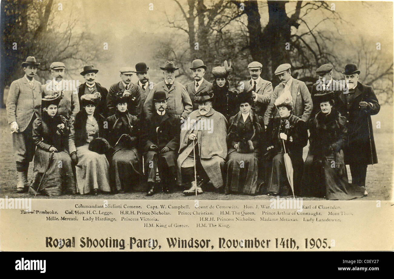 postcard of a Royal Shooting Party at Windsor Stock Photo - Alamy