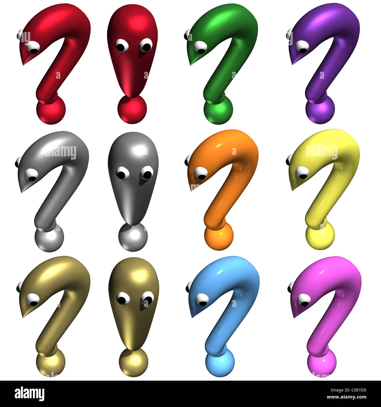 Icons with interrogative and exclamation marks with eyes, it is ...