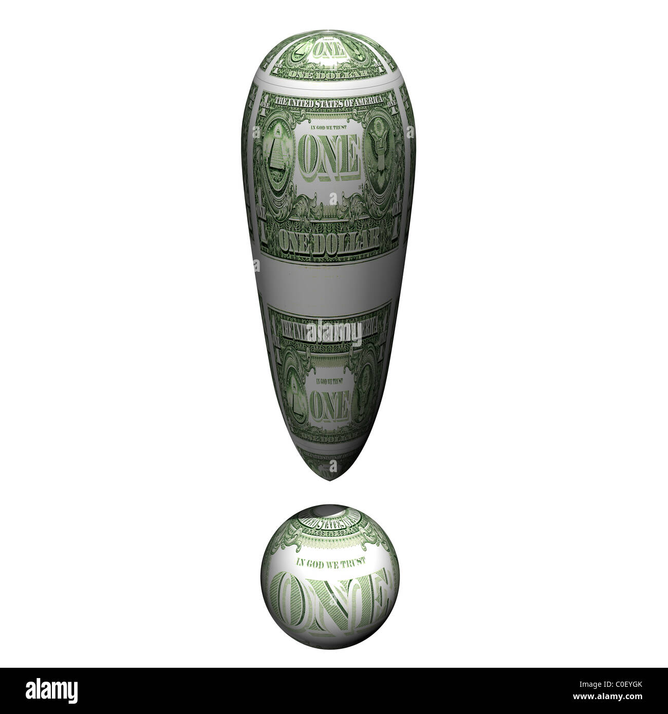 Dollar exclamation mark, 3d, a white background Stock Photo - Alamy