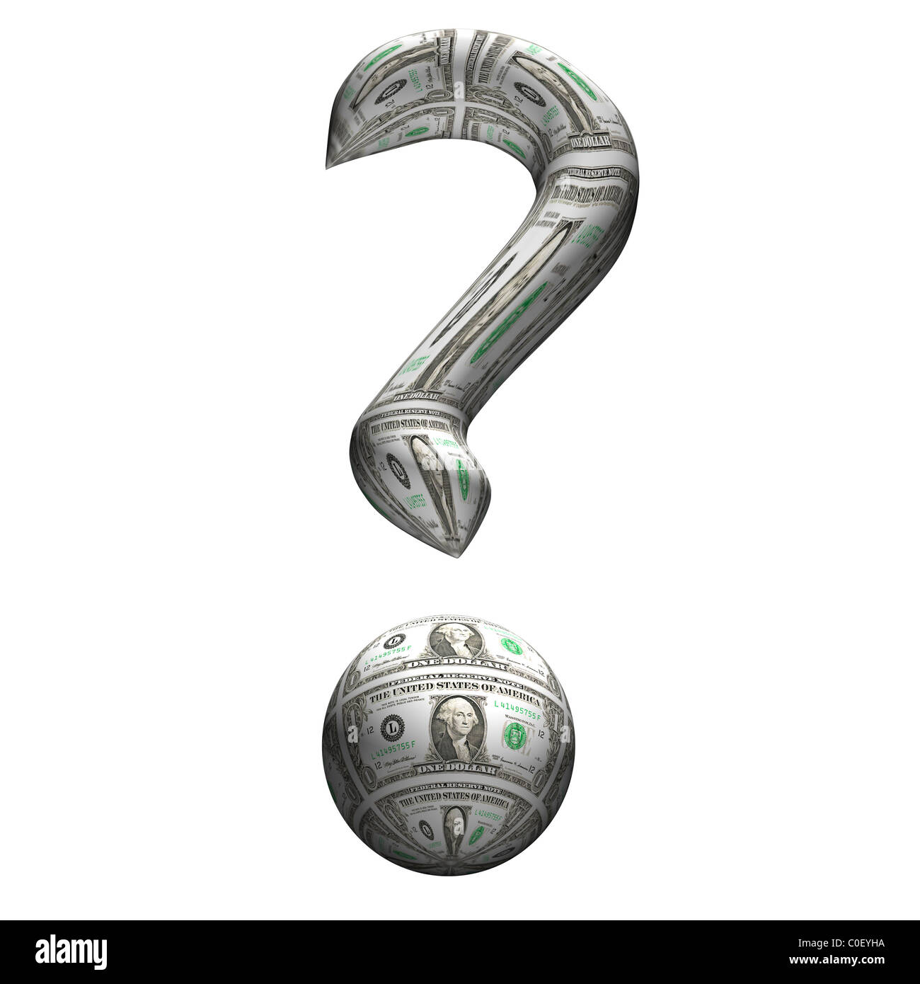 Dollar question mark, 3d, a white background Stock Photo - Alamy