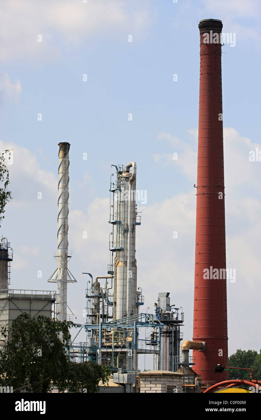 Tubes and chimneys at a chemical factory Stock Photo - Alamy