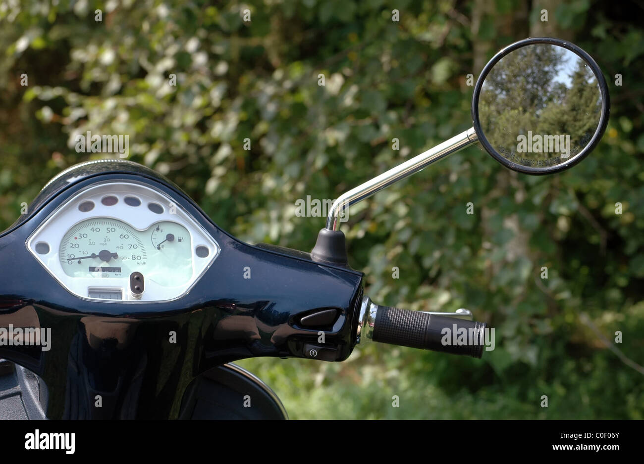 retro blue scooter motorcycle details Stock Photo - Alamy