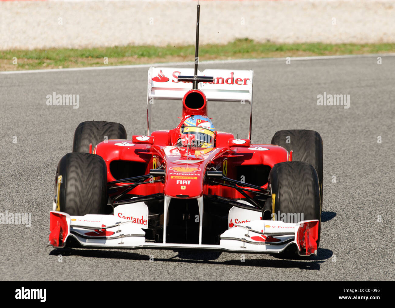 spanish Formula One driver Fernando Alonso in the Ferrari F150th race ...