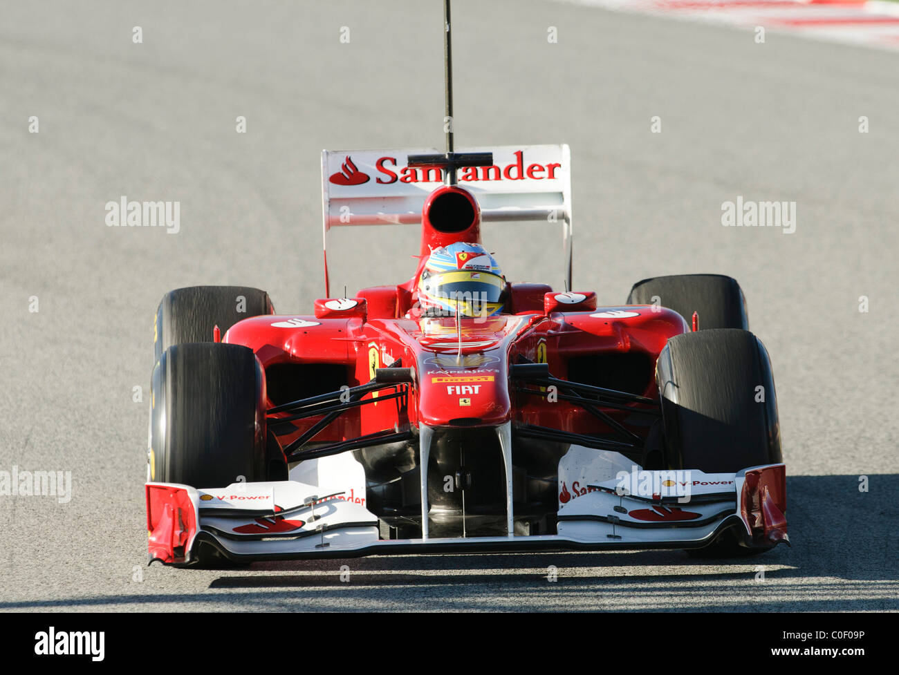 spanish Formula One driver Fernando Alonso in the Ferrari F150th race ...