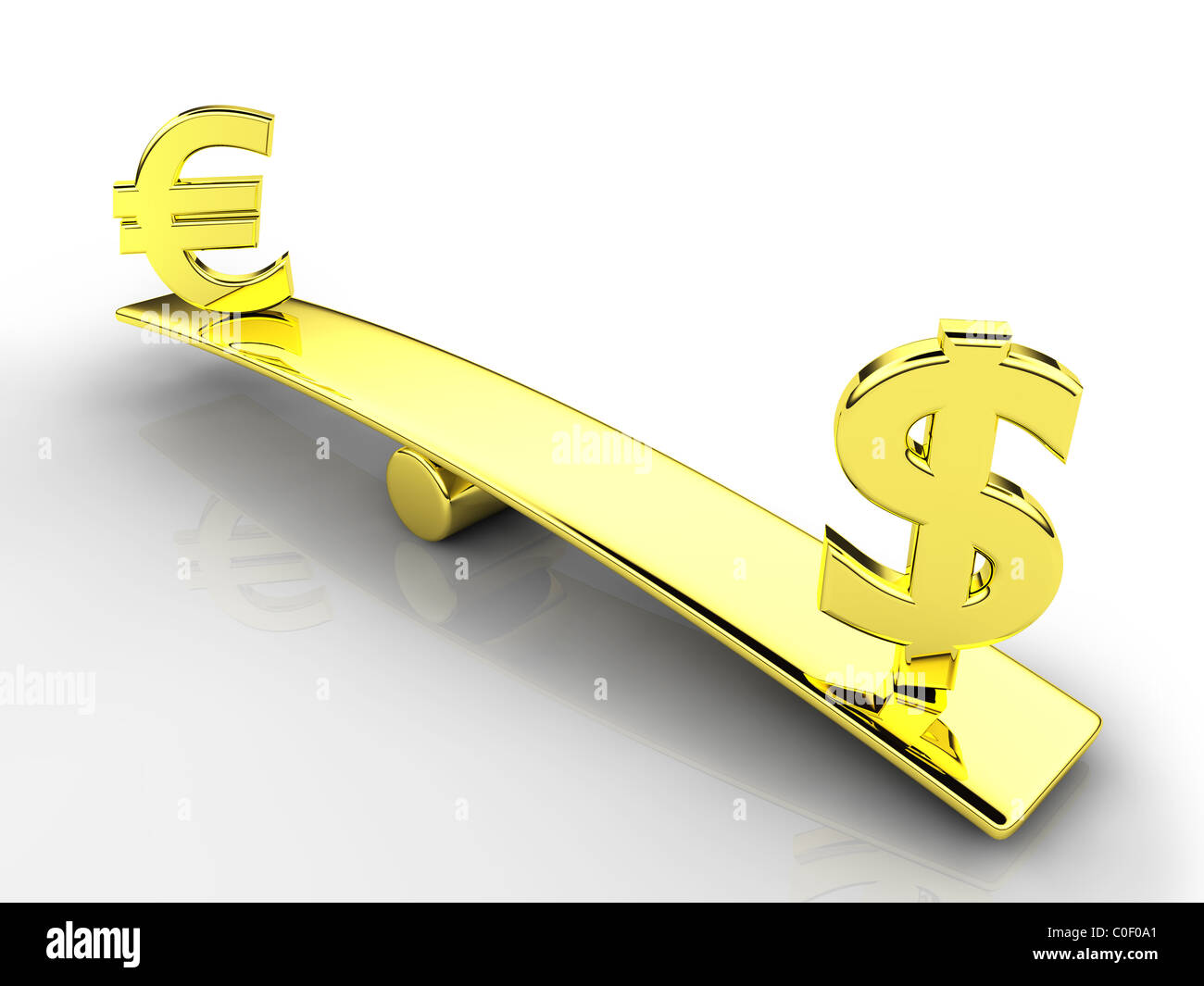 3d dollar and euro symbols on a balance Stock Photo - Alamy