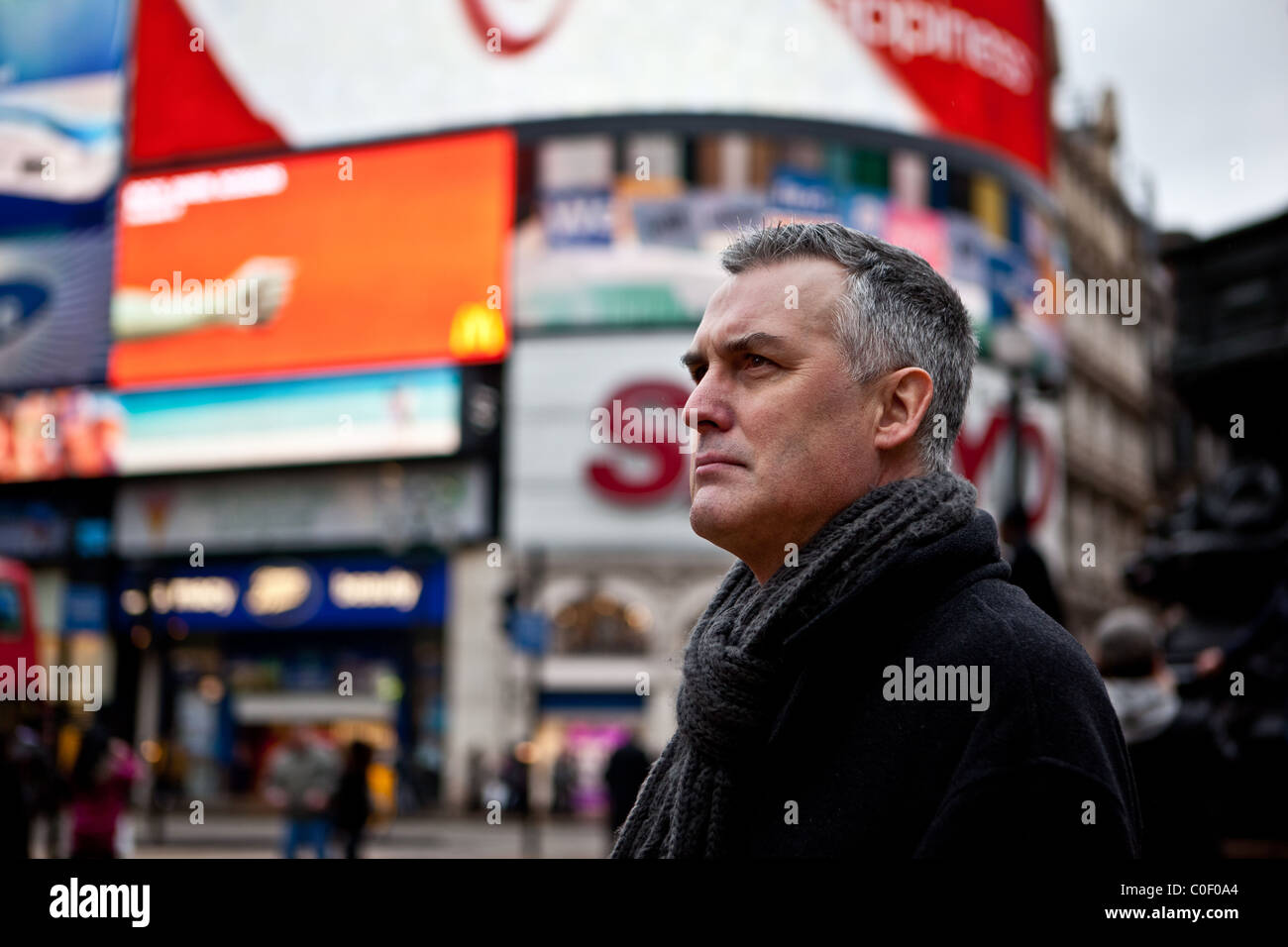 Stern Male in London's Picadilly Circus Stock Photo - Alamy