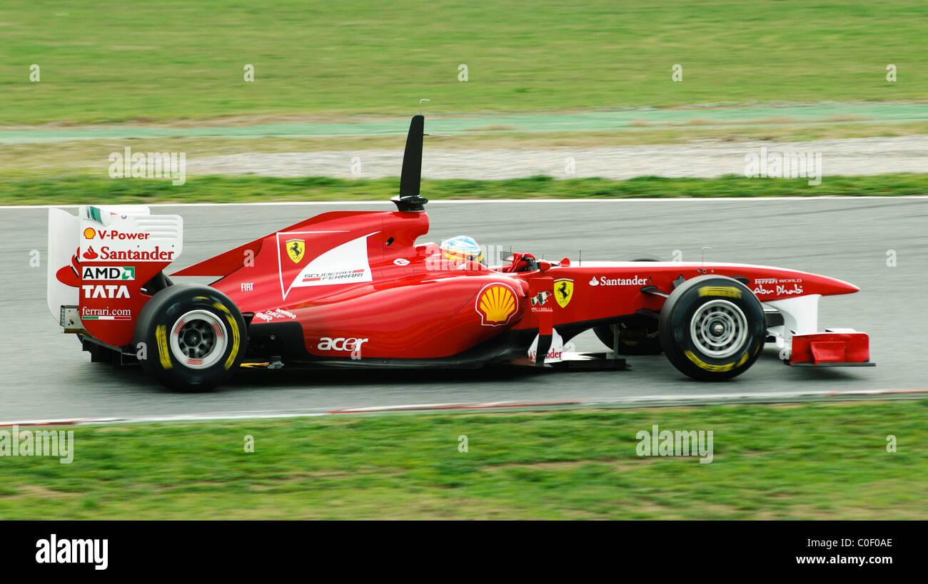 spanish Formula One driver Fernando Alonso in the Ferrari F150th race ...