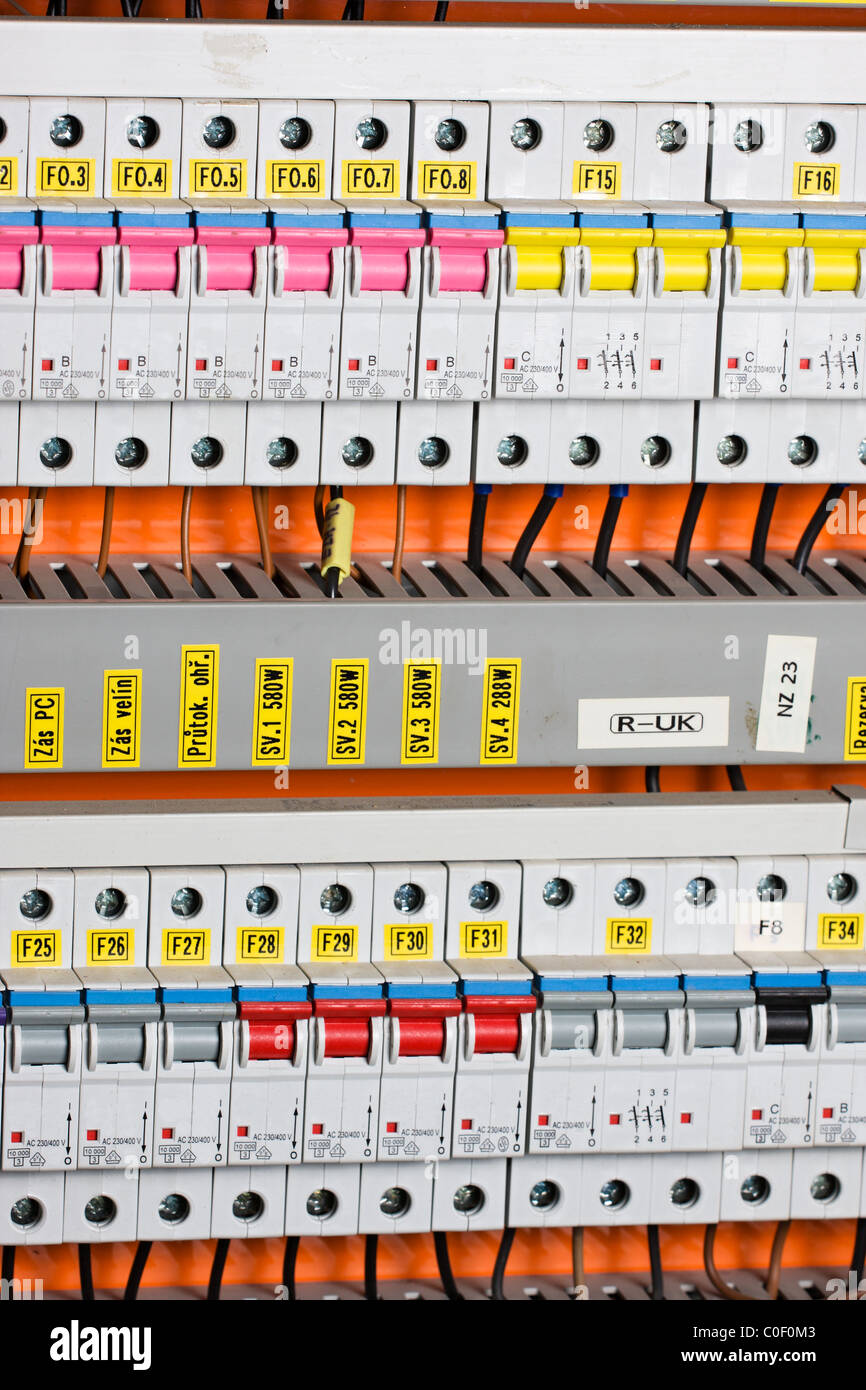 New control panel with static energy meters and circuit-breakers Stock ...