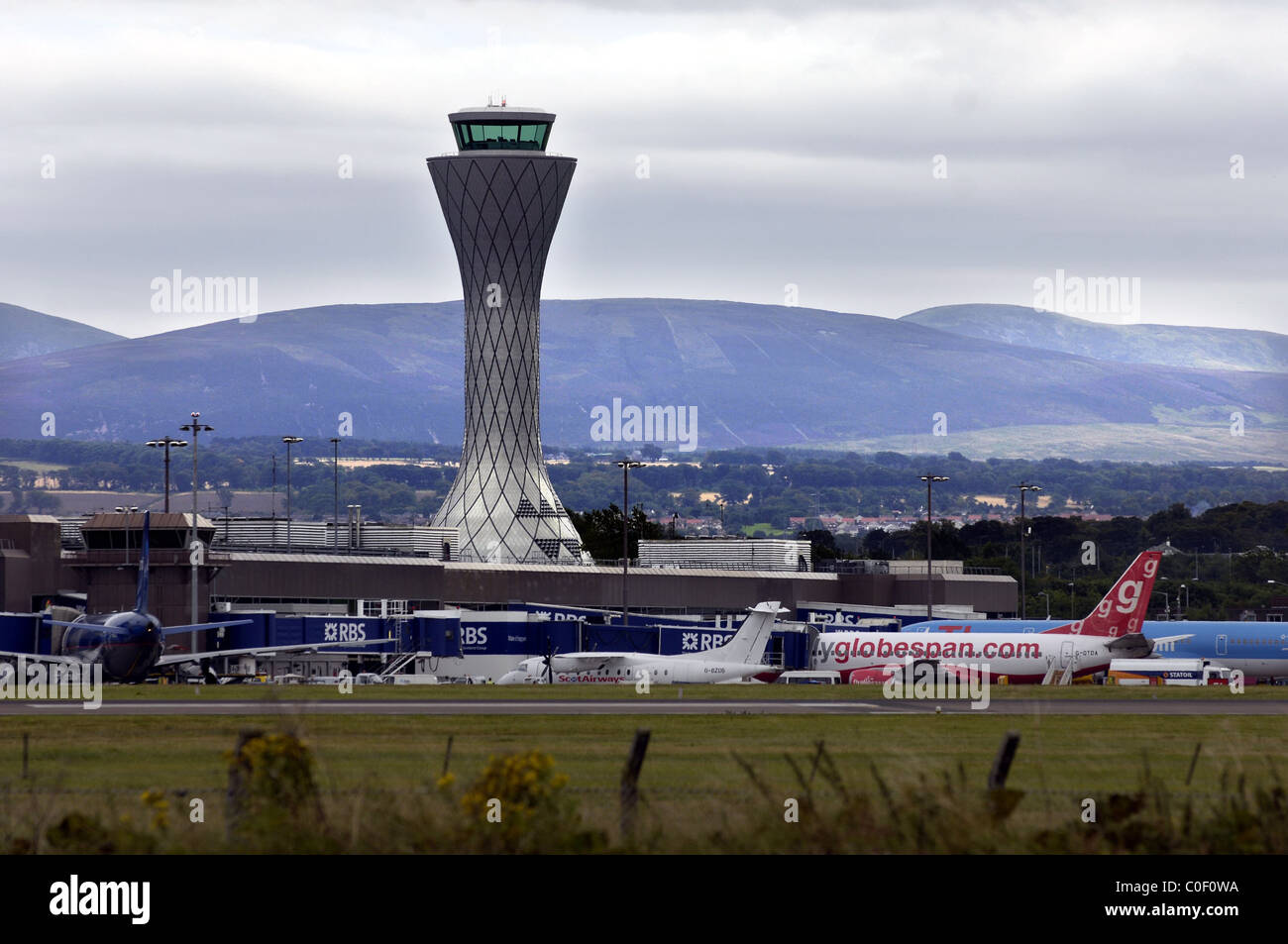 AIR TRAFFIC CONTROL TOWER, EDINBURGH AIRPORT, EDINBURGH, MID Stock ...