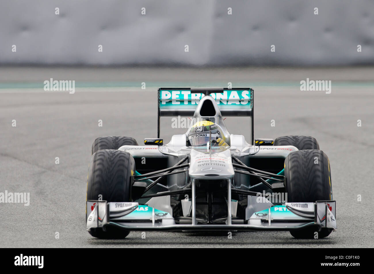 german Formula One driver Nico Rosberg in the Mercedes GP W02 race car ...