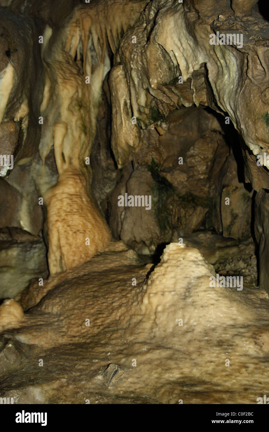 Stalagmites and Stalactites at Stump Cross Cave Yorkshire Dales Stock ...