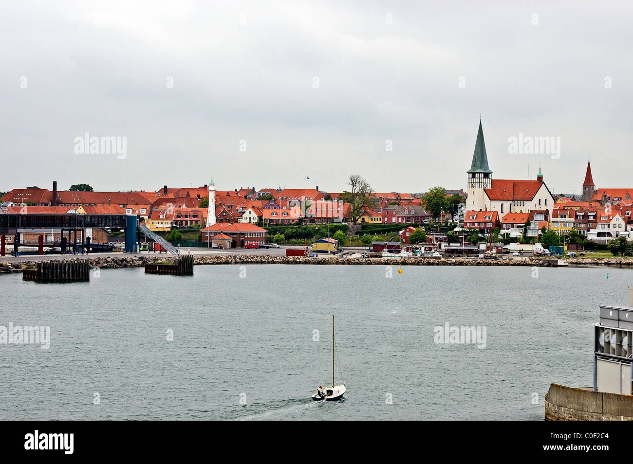 A small sailing boat heads towards Ronne the capital of Bornholm ...