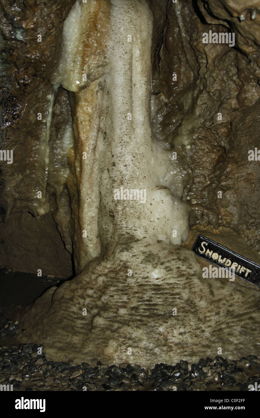 Stalagmite the snowdrift at Stump Cross Cave Yorkshire Dales Stock ...