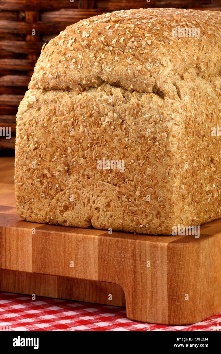 fresh baked whole grain bread with oats pine nuts and lots of assorted ...