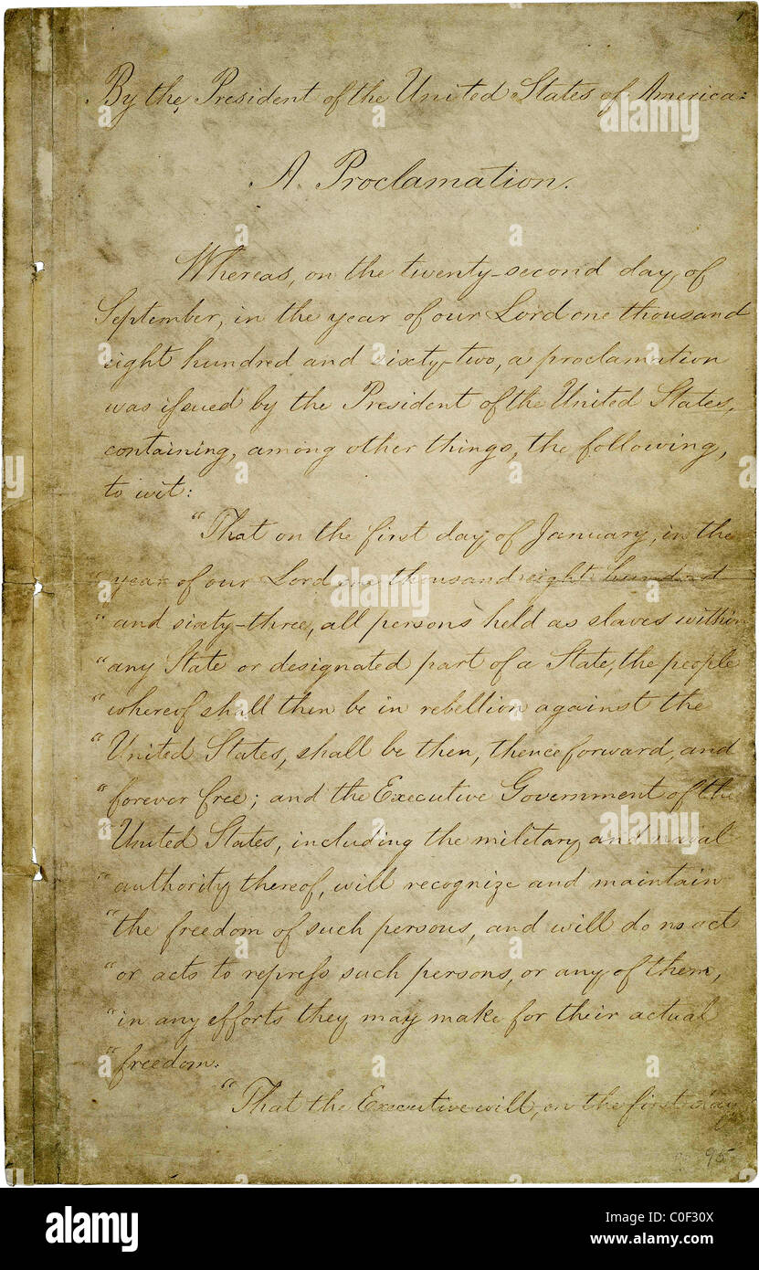 Emancipation proclamation hi-res stock photography and images - Alamy