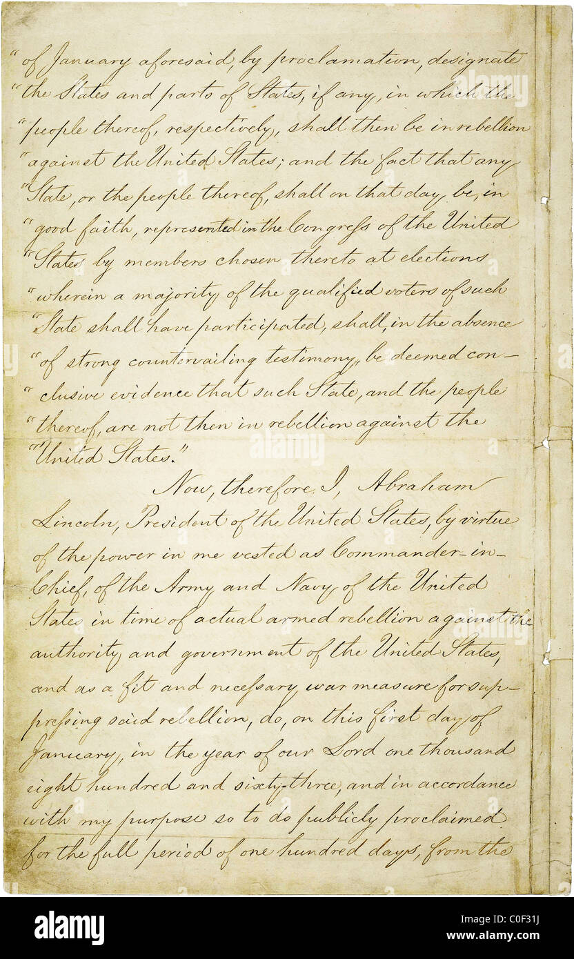 Emancipation proclamation hi-res stock photography and images - Alamy