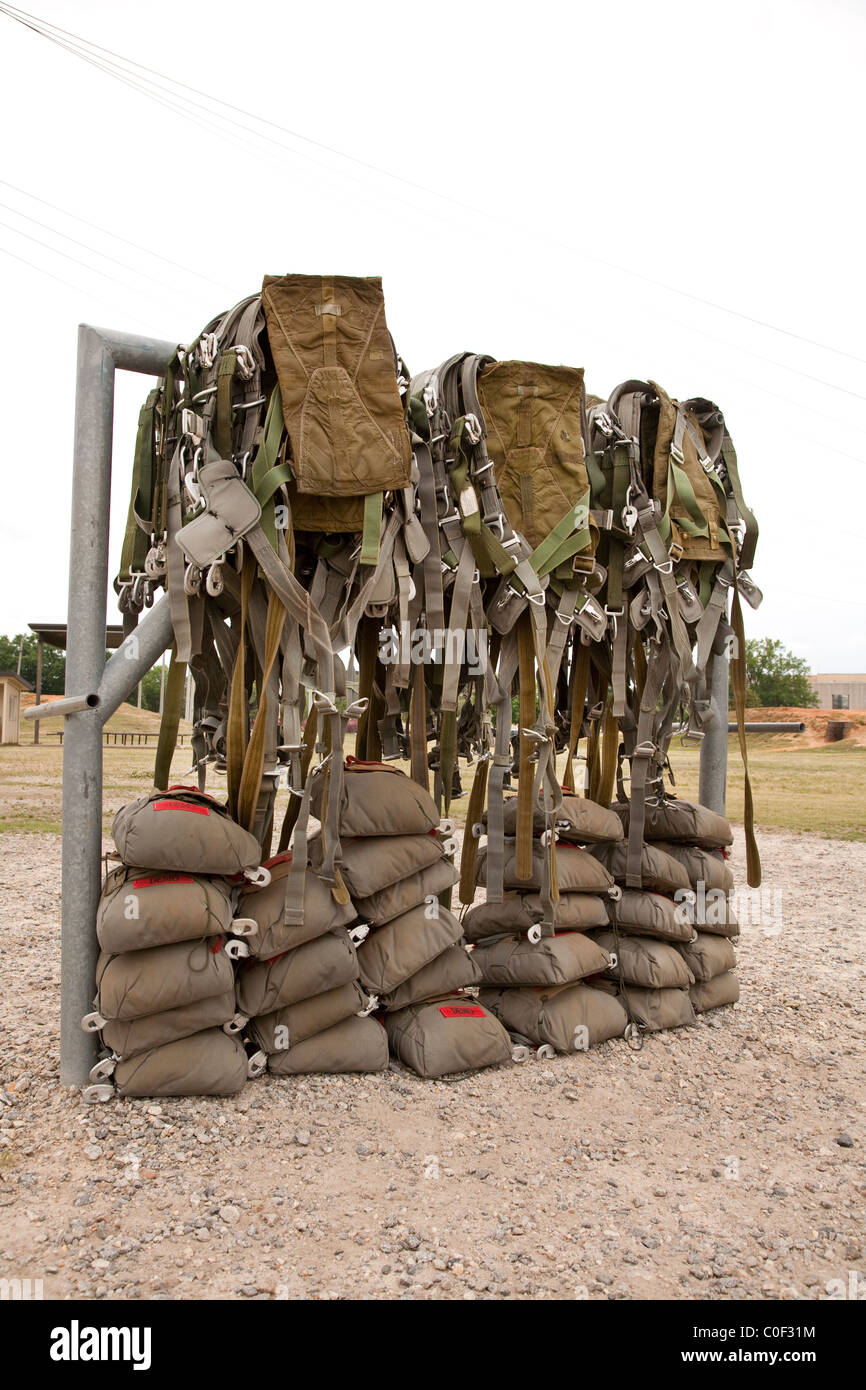 Equipment used by soldiers who participate in airborne training at Fort ...