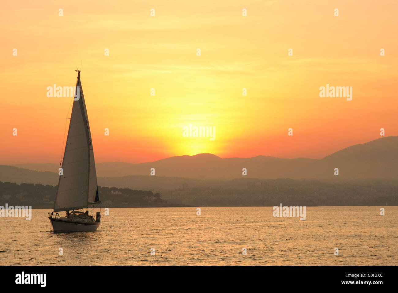 Mediterranean at sunset Stock Photo - Alamy
