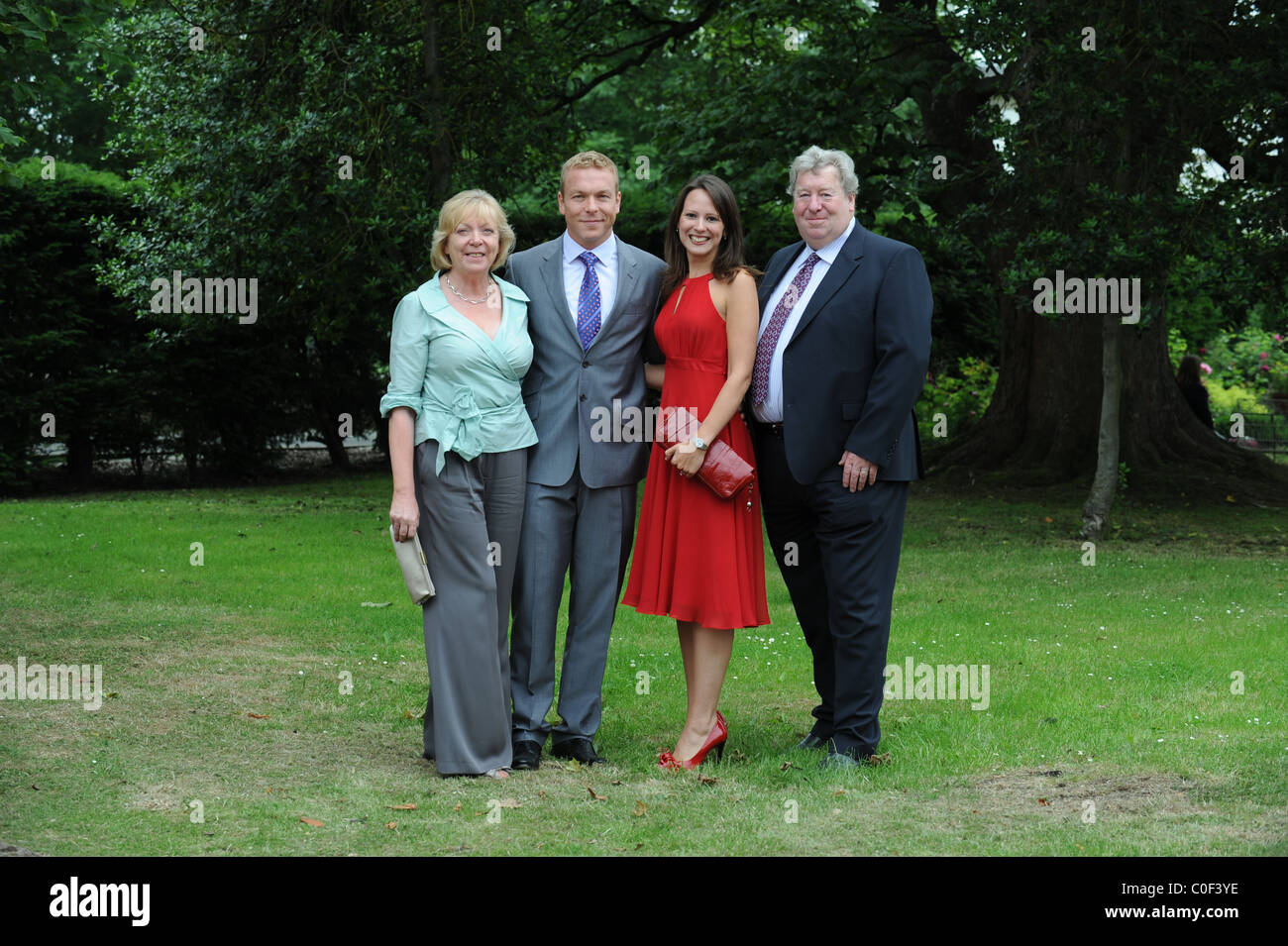Sir Chris Hoy with Mum Carol (right) Wife Sarra and Dad David (left ...