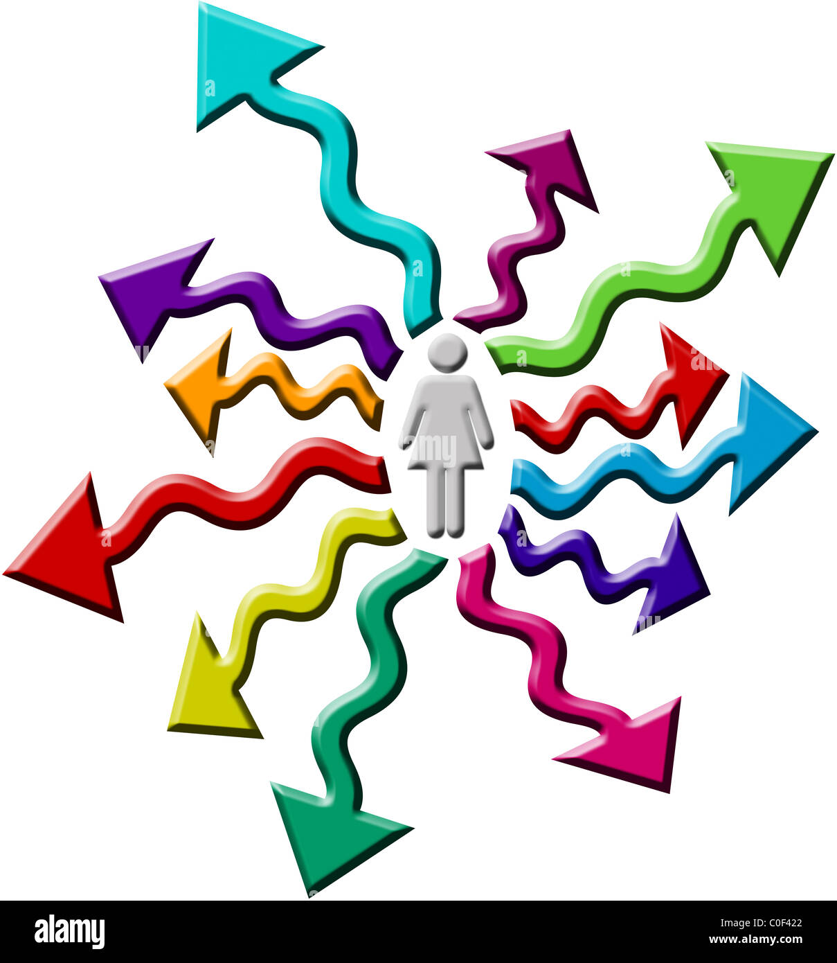 woman confused about what direction to take Stock Photo - Alamy