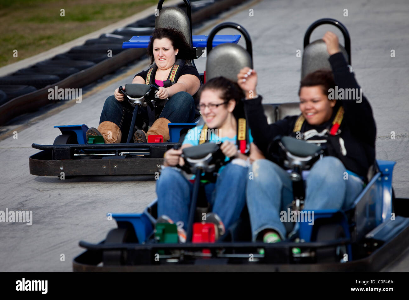 Fresno, California, United States. Obese teenage girls race around the ...
