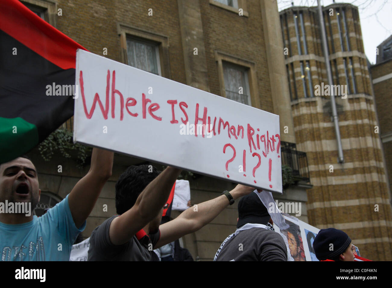 Human rights in Libya placard Stock Photo - Alamy