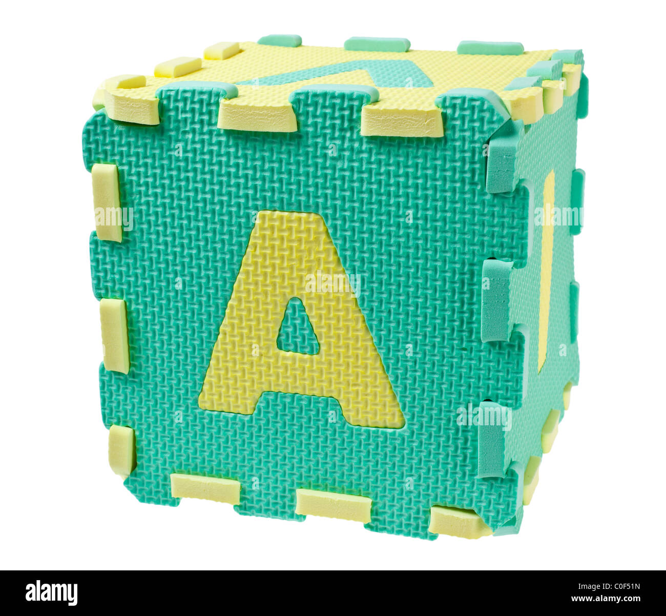 Toy blocks forming a cube with the letter A isolated on white ...