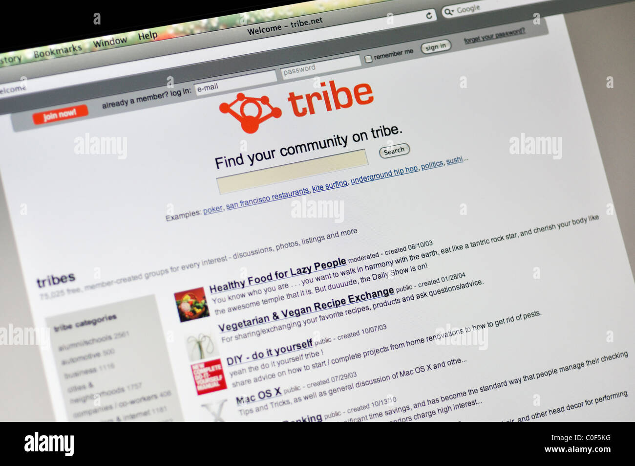Tribe social networking website Stock Photo - Alamy